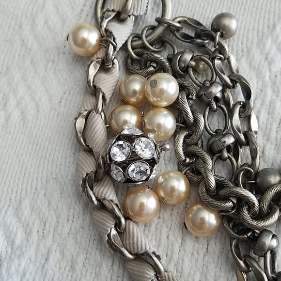 Talbots | Jewelry | Talbots Pearl Rhinestone And Ribbon Necklace | Poshmark